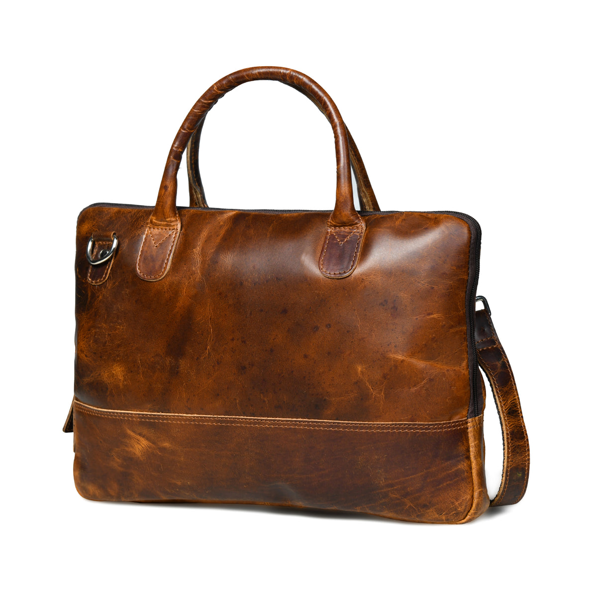 Modernist Leather Laptop Bag- Brown — MaheTri