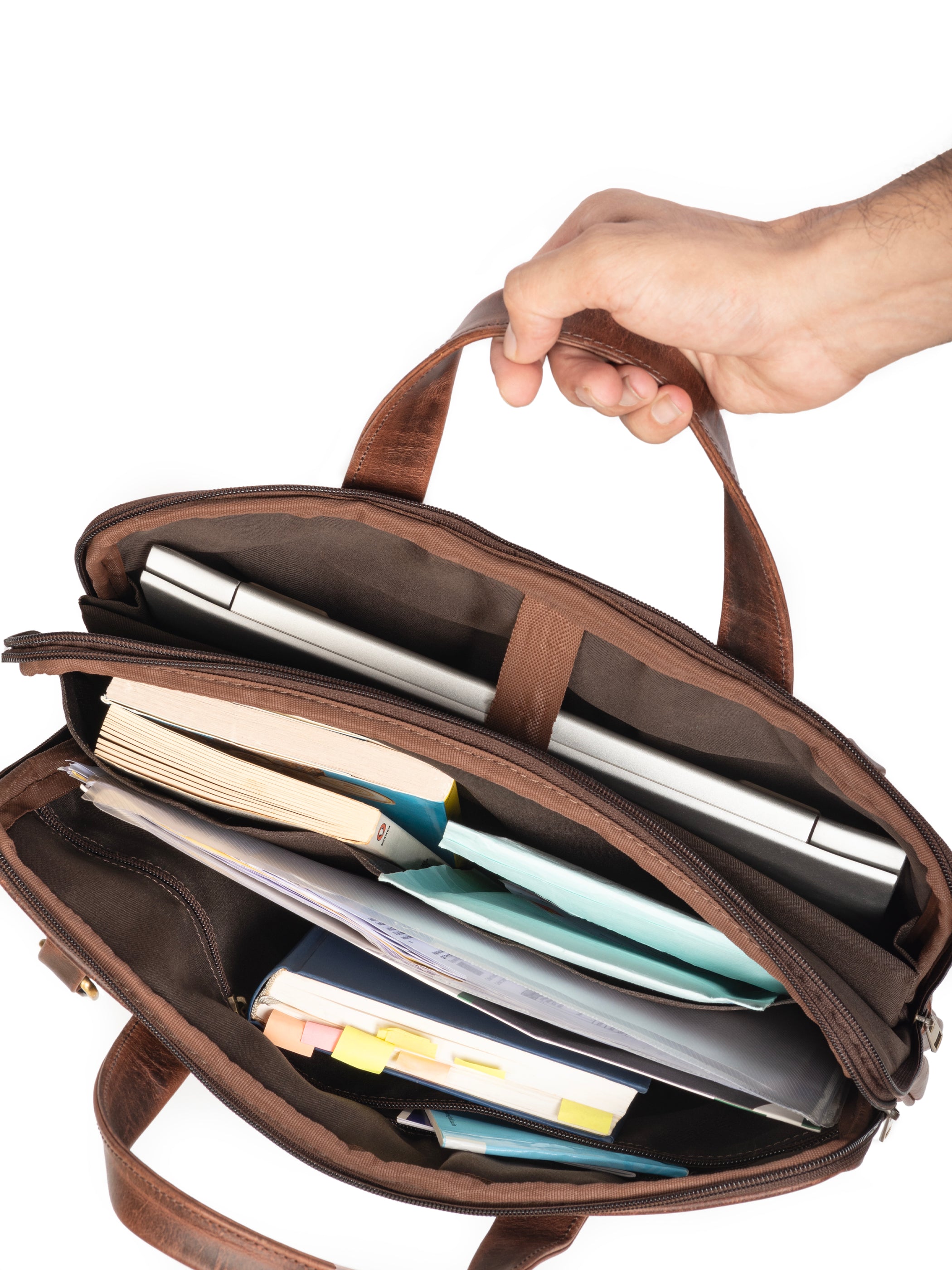 Harbor Laptop Briefcase, Brown — MaheTri