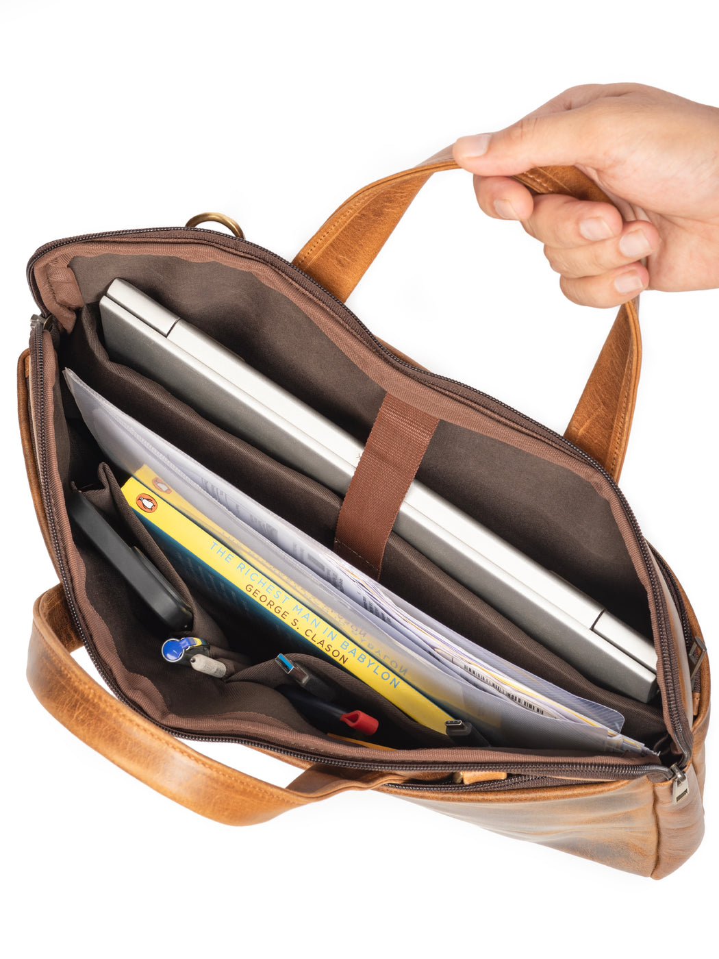 Harbor Laptop Briefcase, Tan — MaheTri