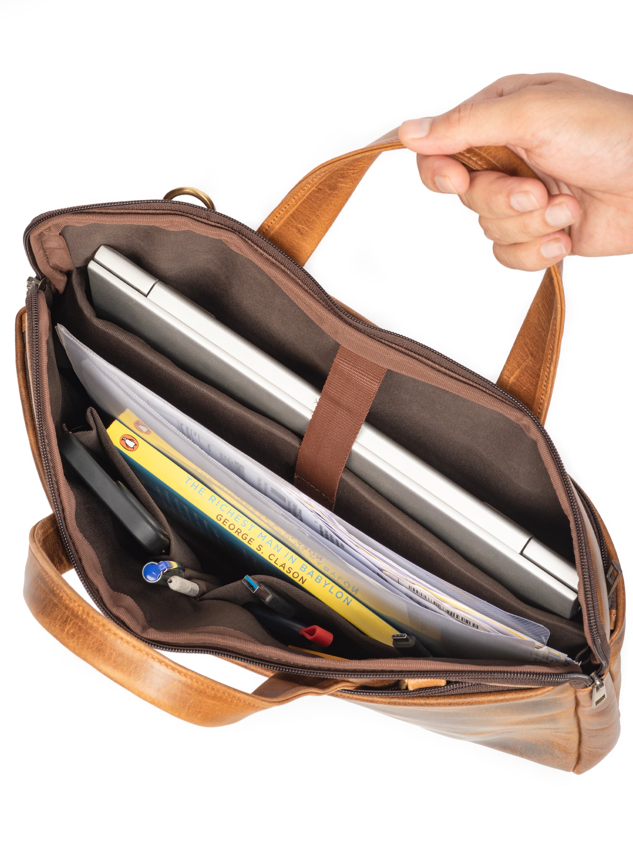 Harbor Laptop Briefcase, Tan — MaheTri