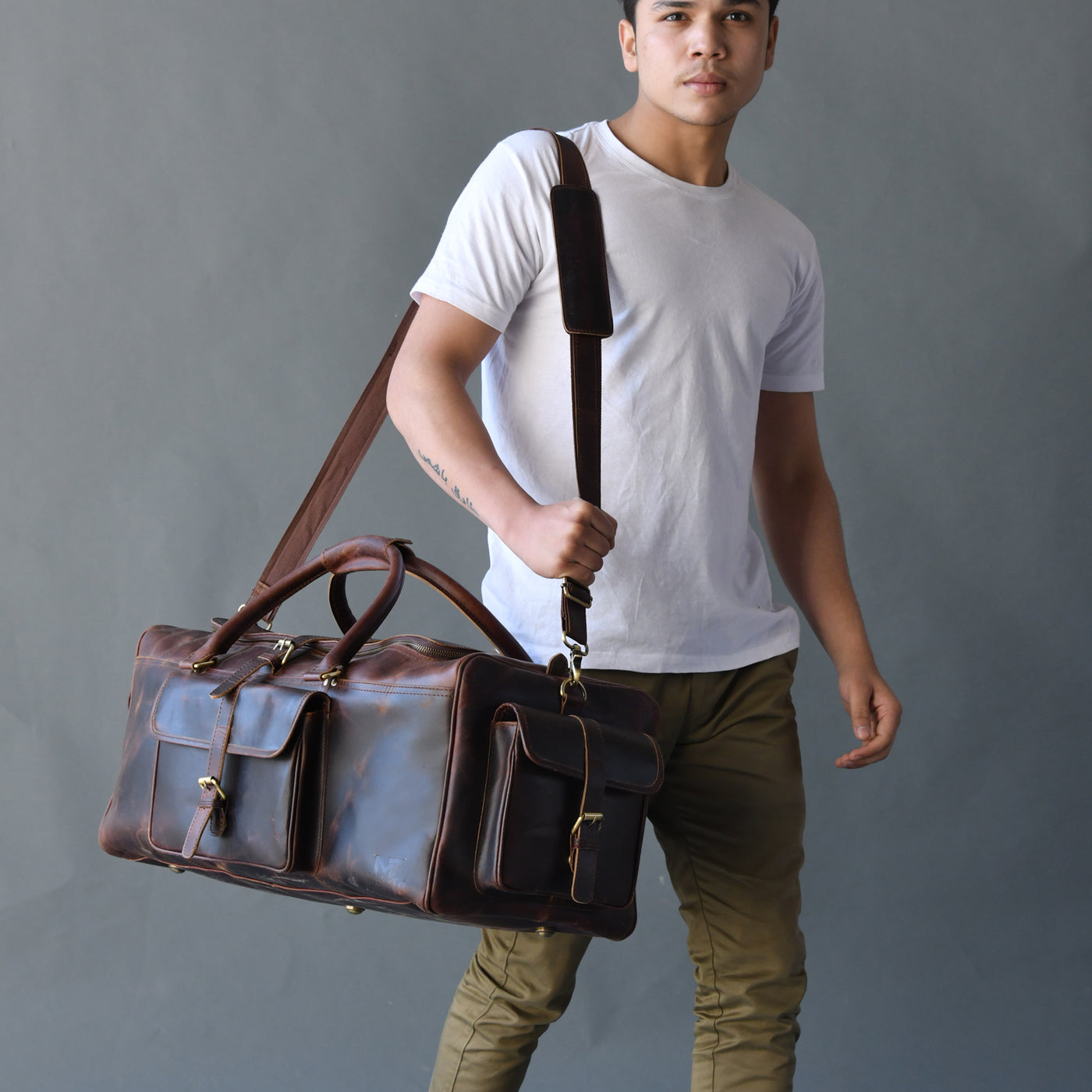 Genuine Leather Travel Duffle Bag | Leather Travel Bag | MaheTri | Gift ...