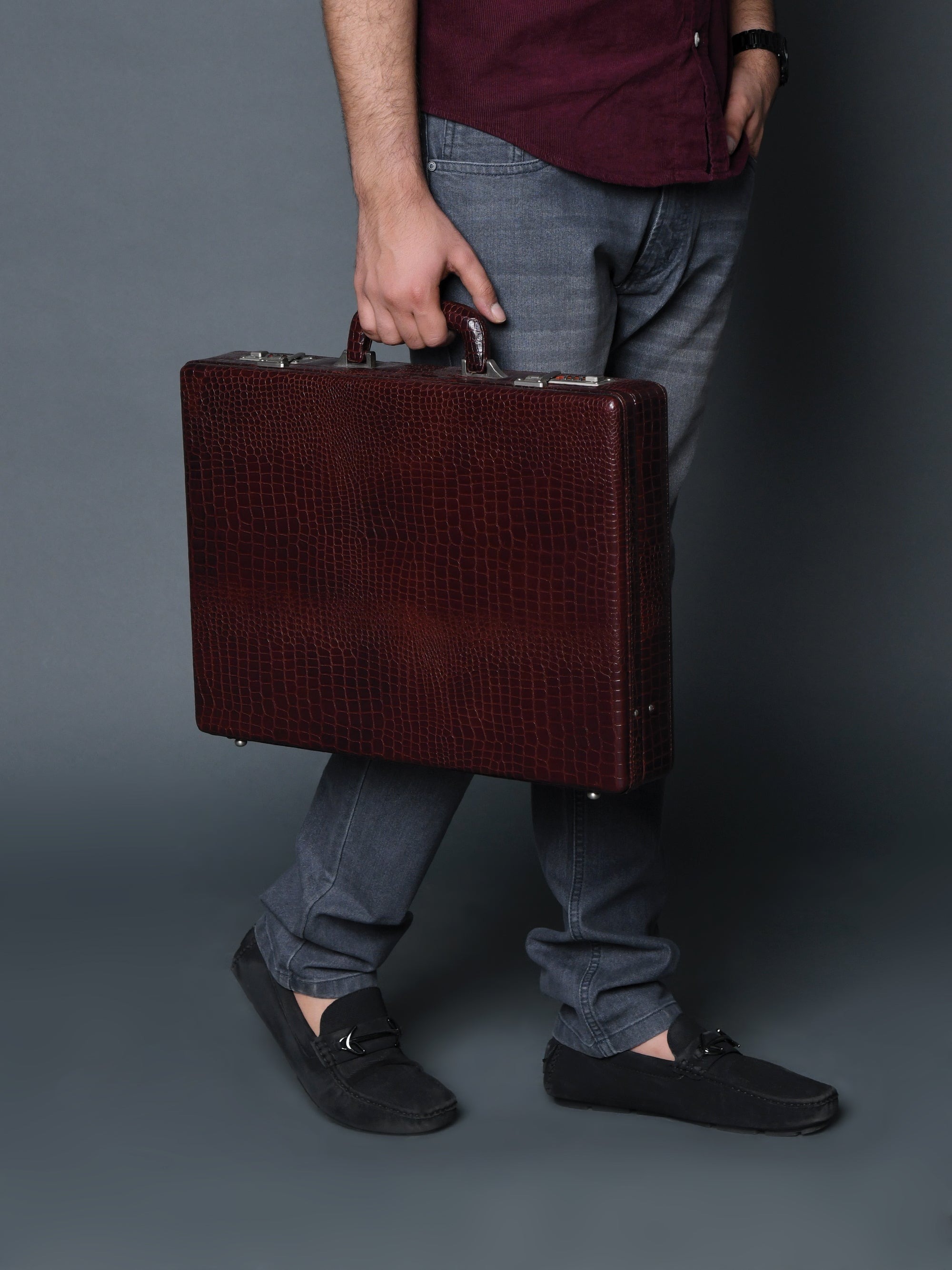 Executive Croco Leather Briefcase/Suitcase — MaheTri