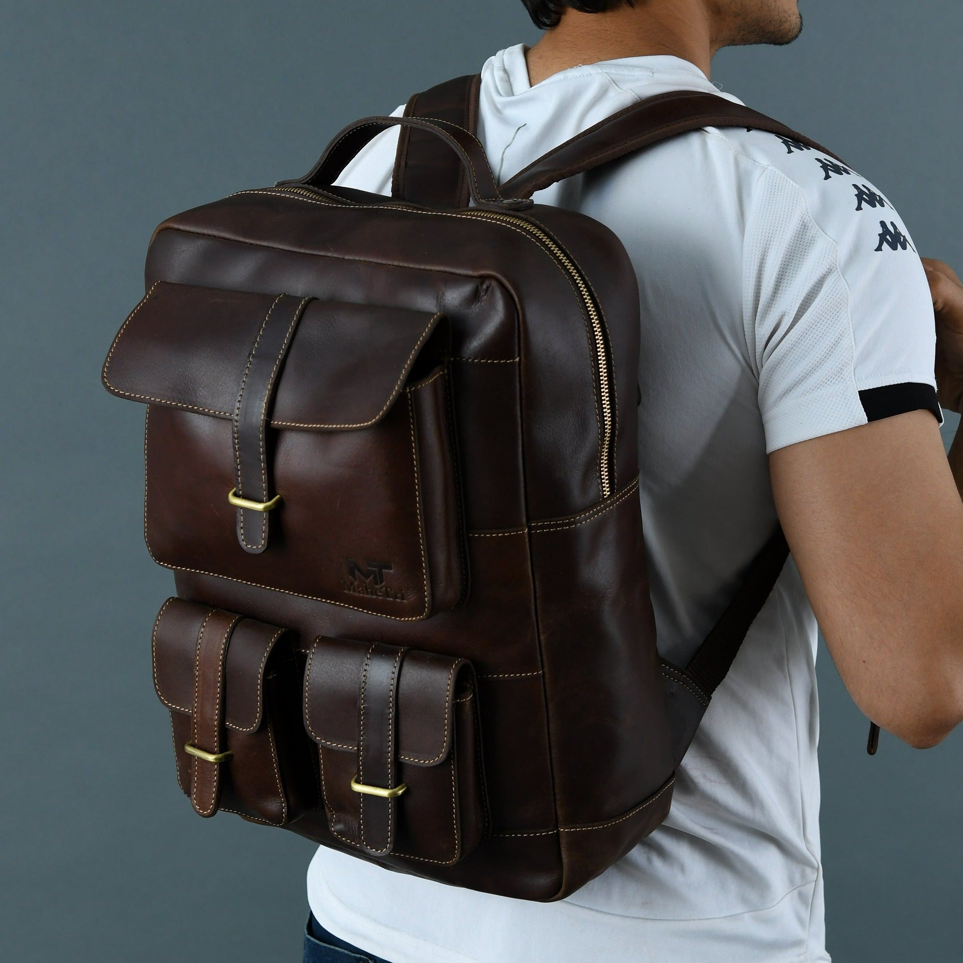 MaheTri Buffalo Leather Backpack | Leather Shoulder Bag | Laptop Bag ...