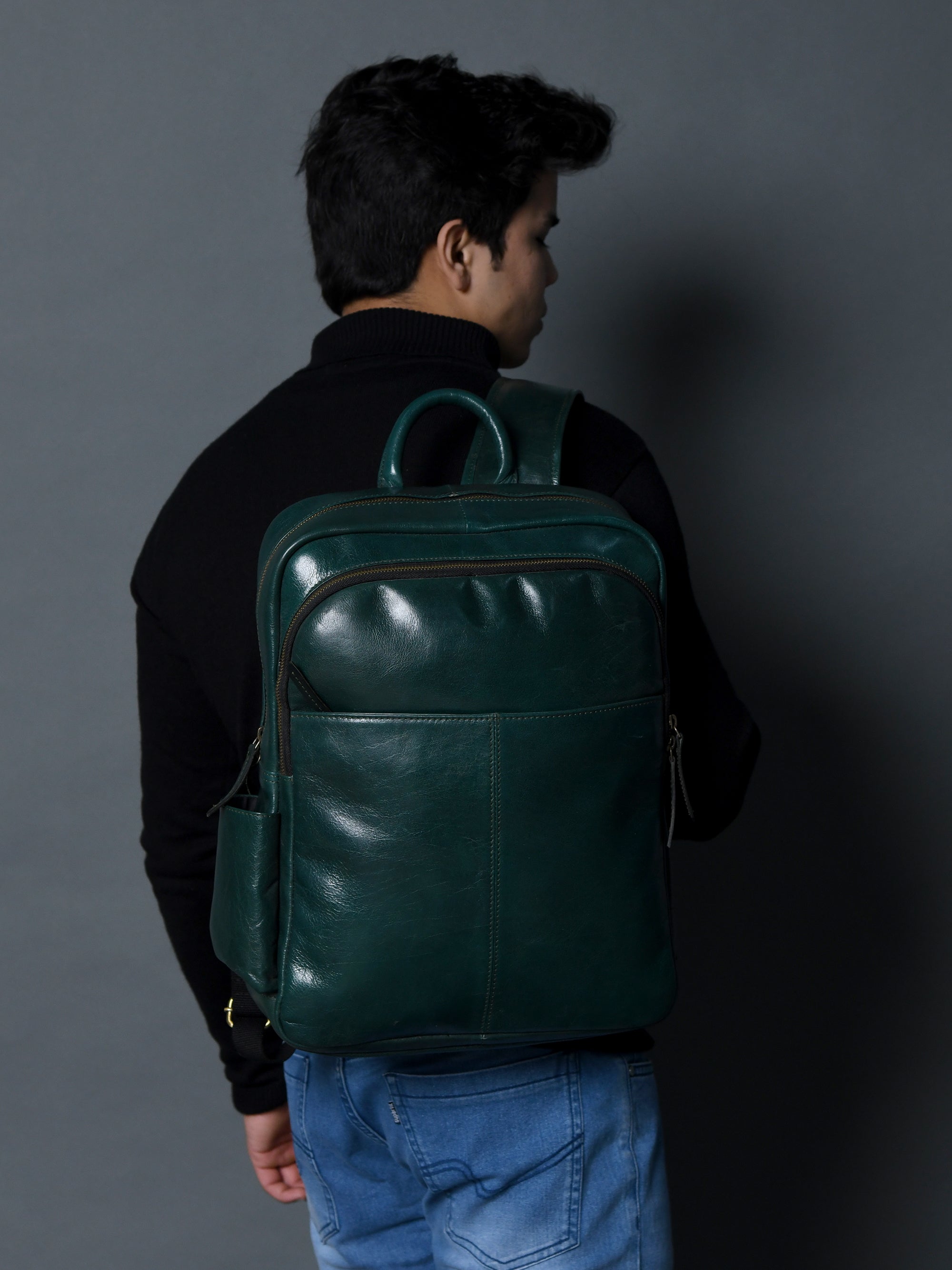 Luxury Italian Leather Backpack, Green — MaheTri