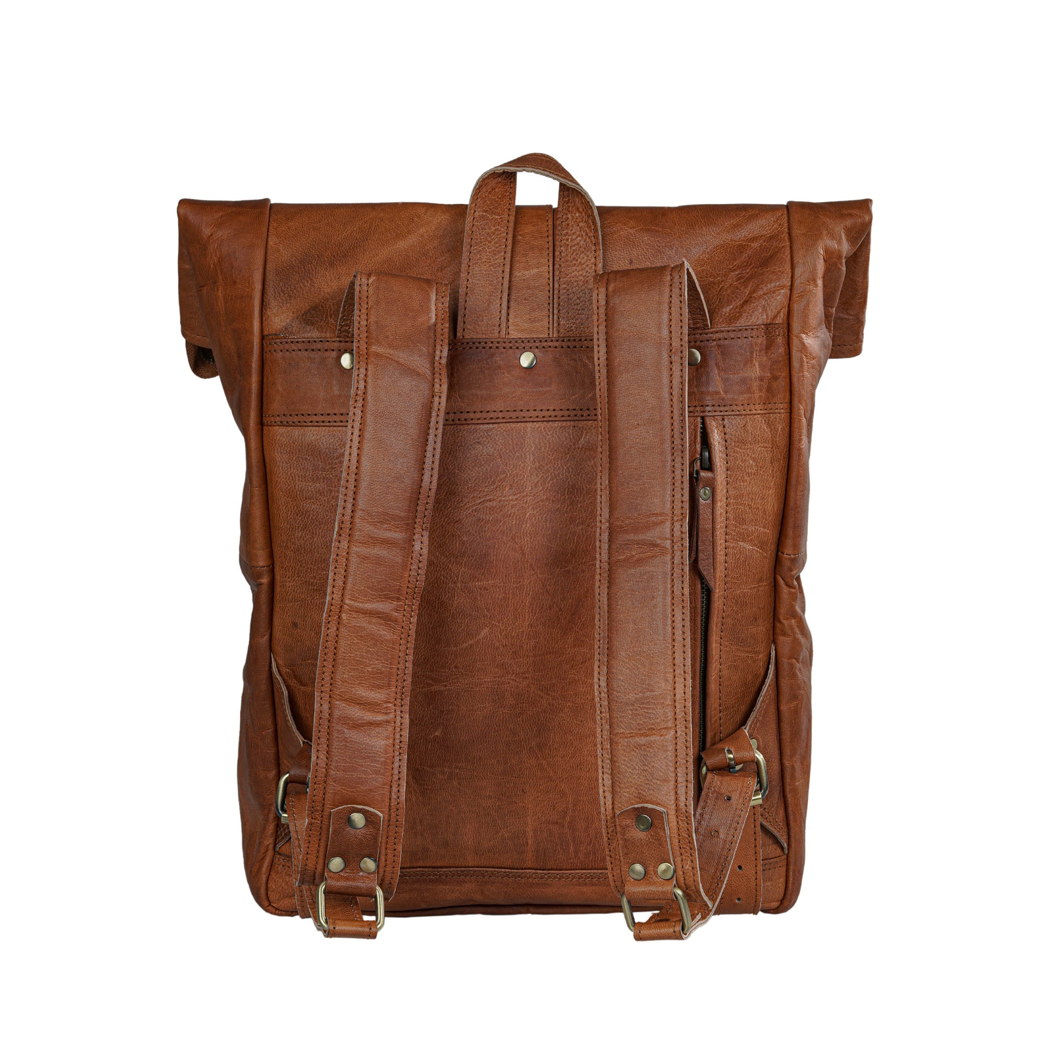 Ortiz Roll-Top Leather Backpack | Handcrafted Shoulder Backpack | MaheTri