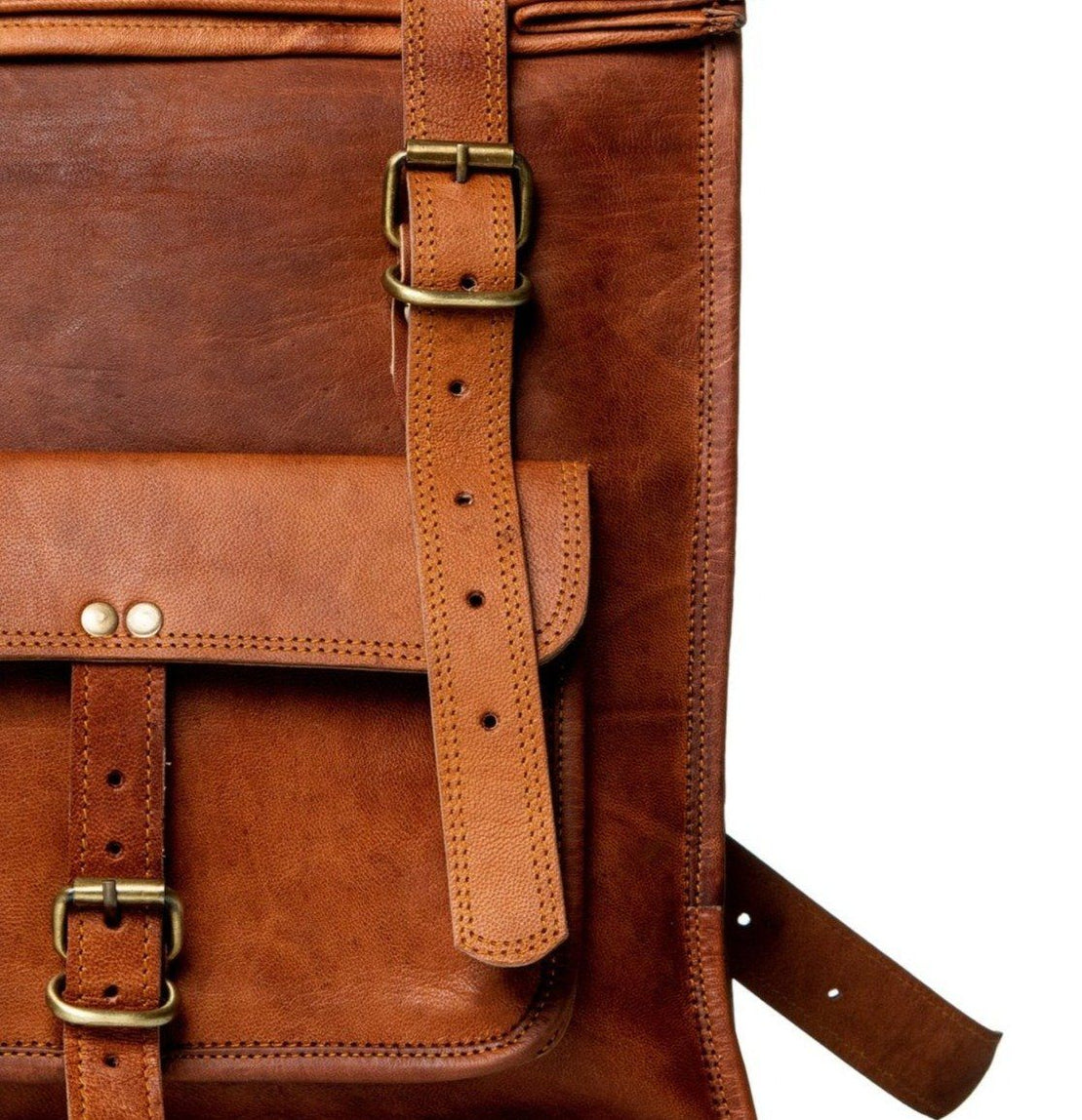 Handcrafted Genuine Leather Roll-Top Backpack | Unisex Shoulder Hiking ...